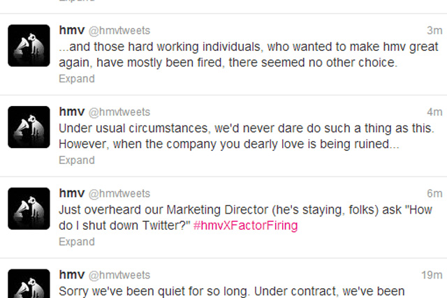 HMV's Twitter feed hijacked as reports of redundancies emerge