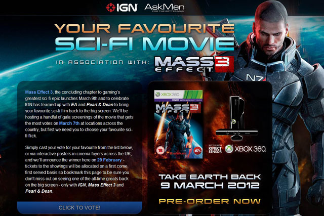 IGN partners with Pearl & Dean for Mass Effect 3 campaign