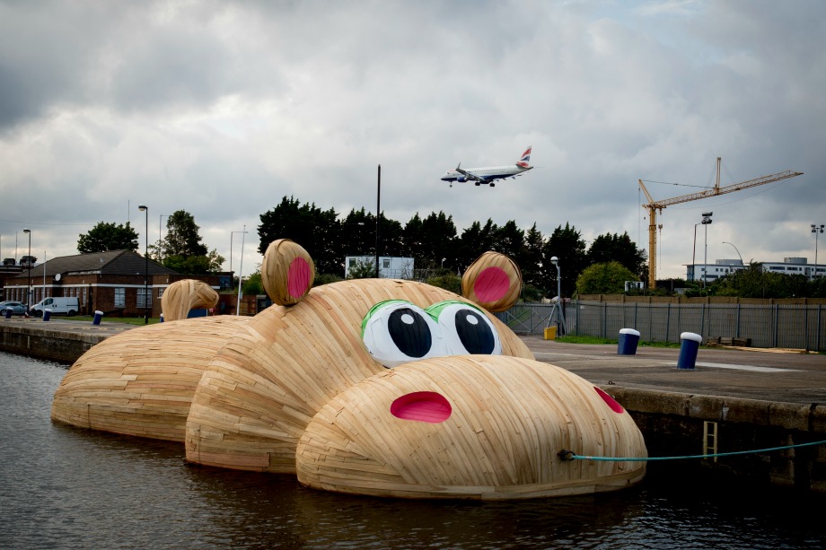 Giant hippo appears at Nine Elms for Totally Thames festival