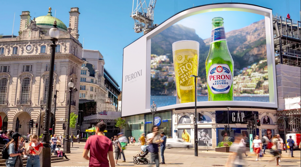 Peroni celebrates being back on tap with bespoke 3D Piccadilly Circus ...