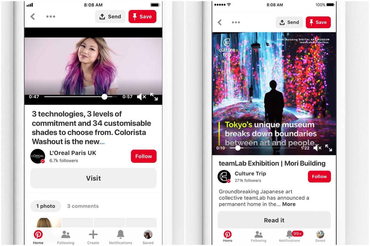 Pinterest launches first major video updates after IPO