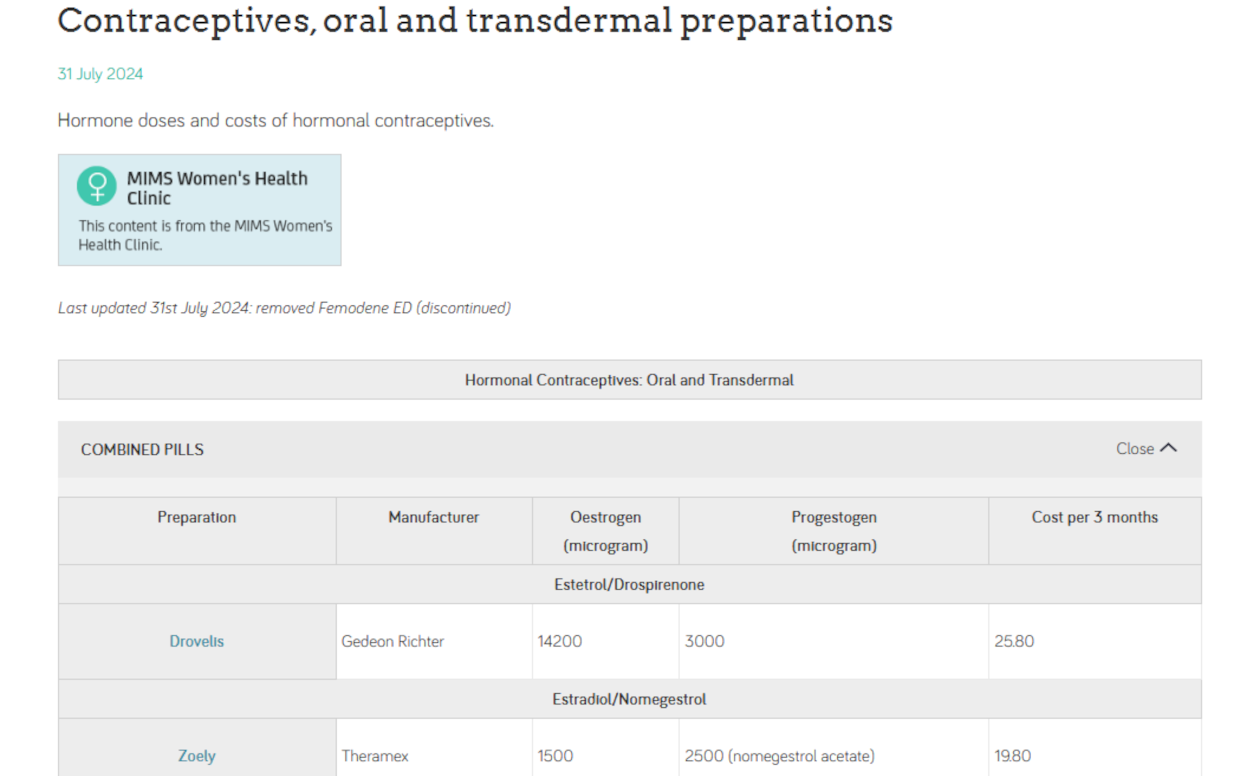 Clinical tables, disease and medical condition | MIMS online