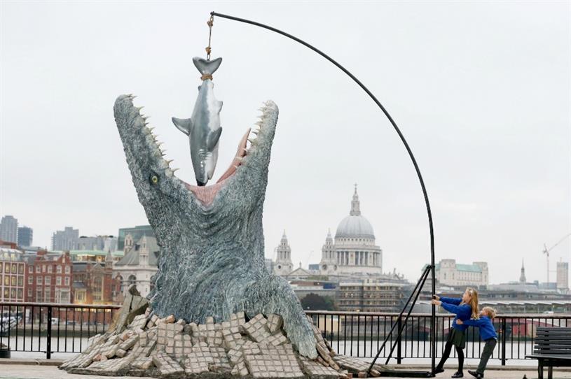 Jurassic World’s mosasaurus jumps through the South Bank