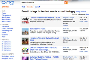 Microsoft's Bing Events tool features 10,000 UK venues