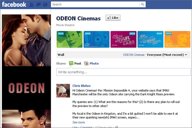 Odeon moves into f-commerce with transactional booking app