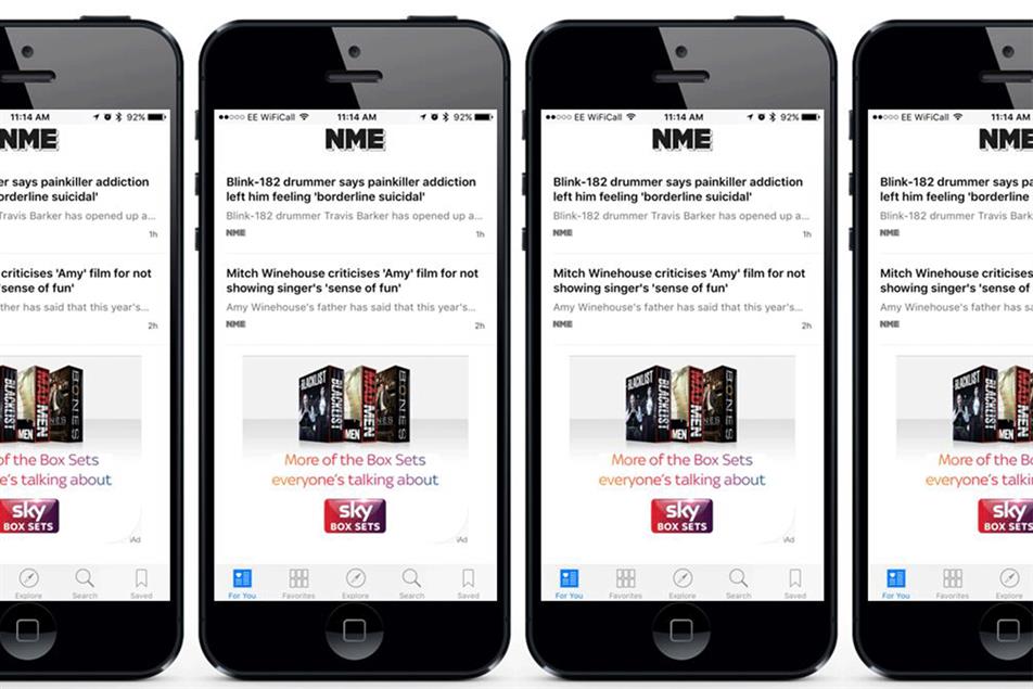 NME and Uncut to promote Sky box sets through Apple News