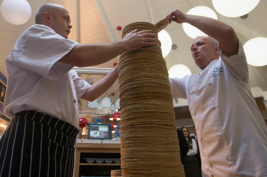 Center Parcs creates the world's tallest stack of pancakes for Pancake Day