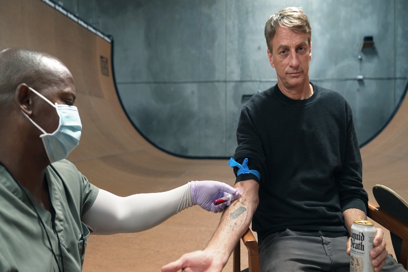 Liquid Death paints skateboard collection with Tony Hawk’s real blood ...