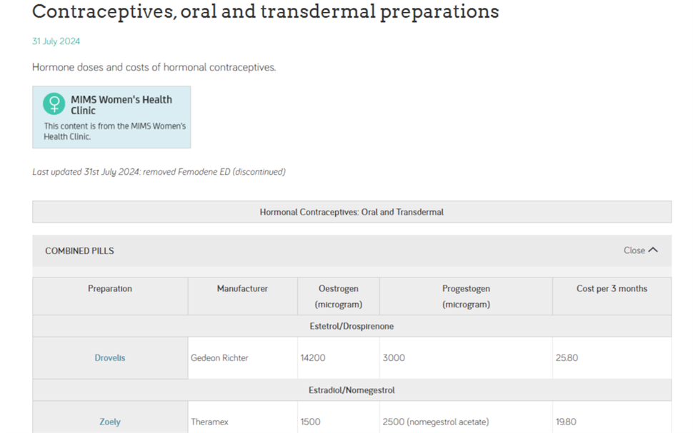 Clinical tables, disease and medical condition | MIMS online